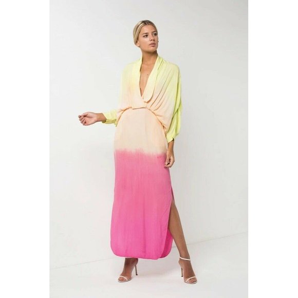 Swf | Dresses | Swf Sunset Dress Maxi Ombr Pink Yellow Boho Chic | Poshmark